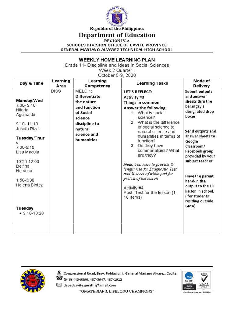 Department of Education: Grade 11-Discipline and Ideas in Social ...