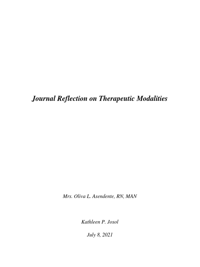 Journal Reflection On Therapeutic Modalities | PDF | Psychotherapy | Cognitive Behavioral Therapy