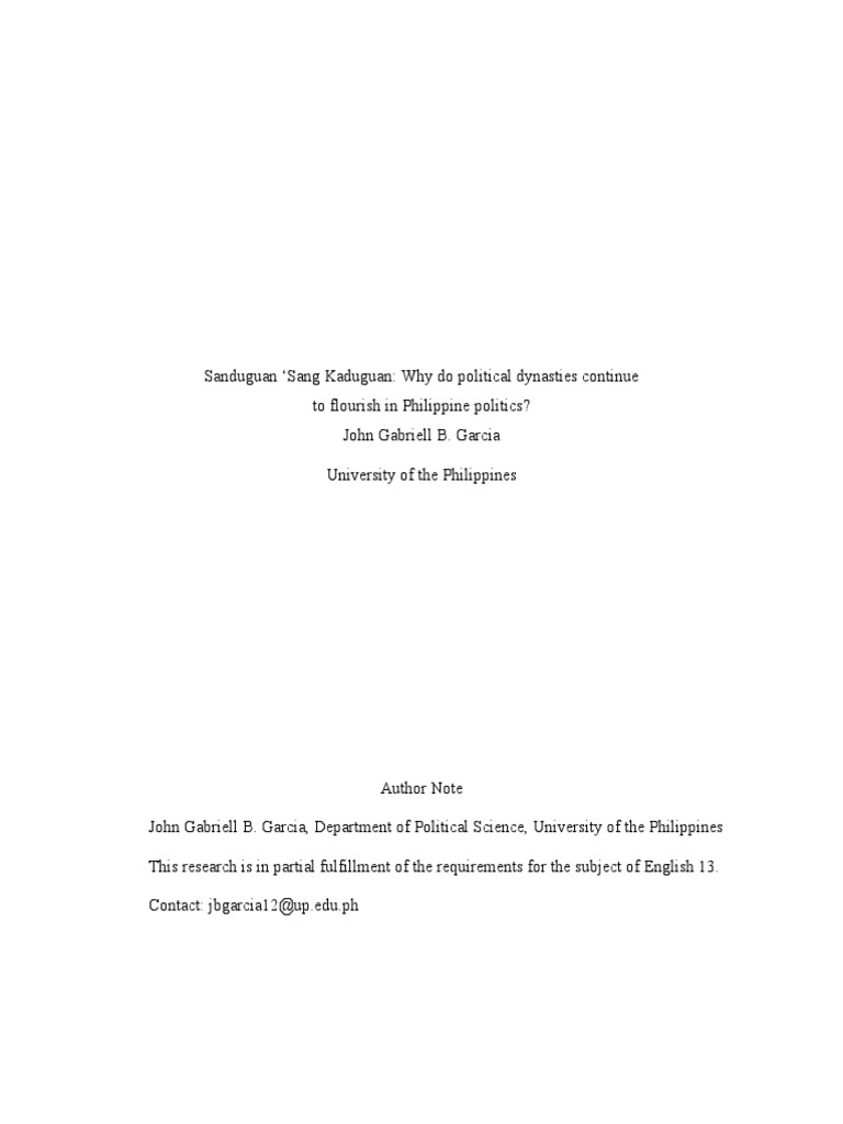 Political Dynasties in Philippine Politics | PDF | Dynasty | Voting
