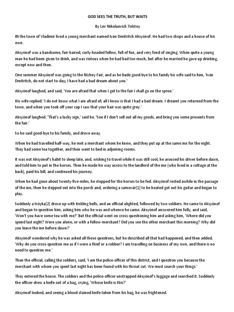 God Sees The Truth, But Waits | PDF