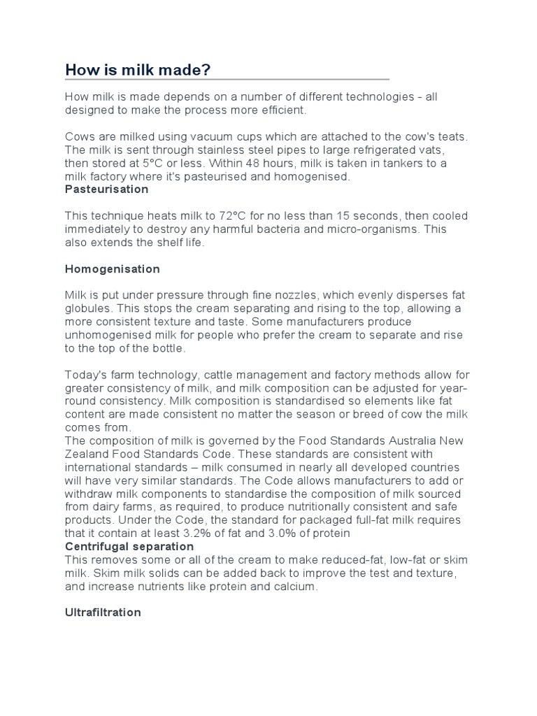 How Is Milk Made | PDF | Powdered Milk | Milk