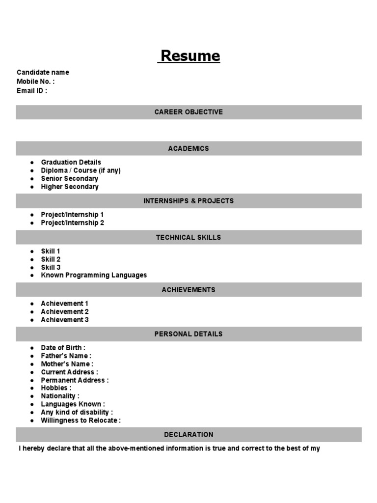 DXC Resume Template | PDF