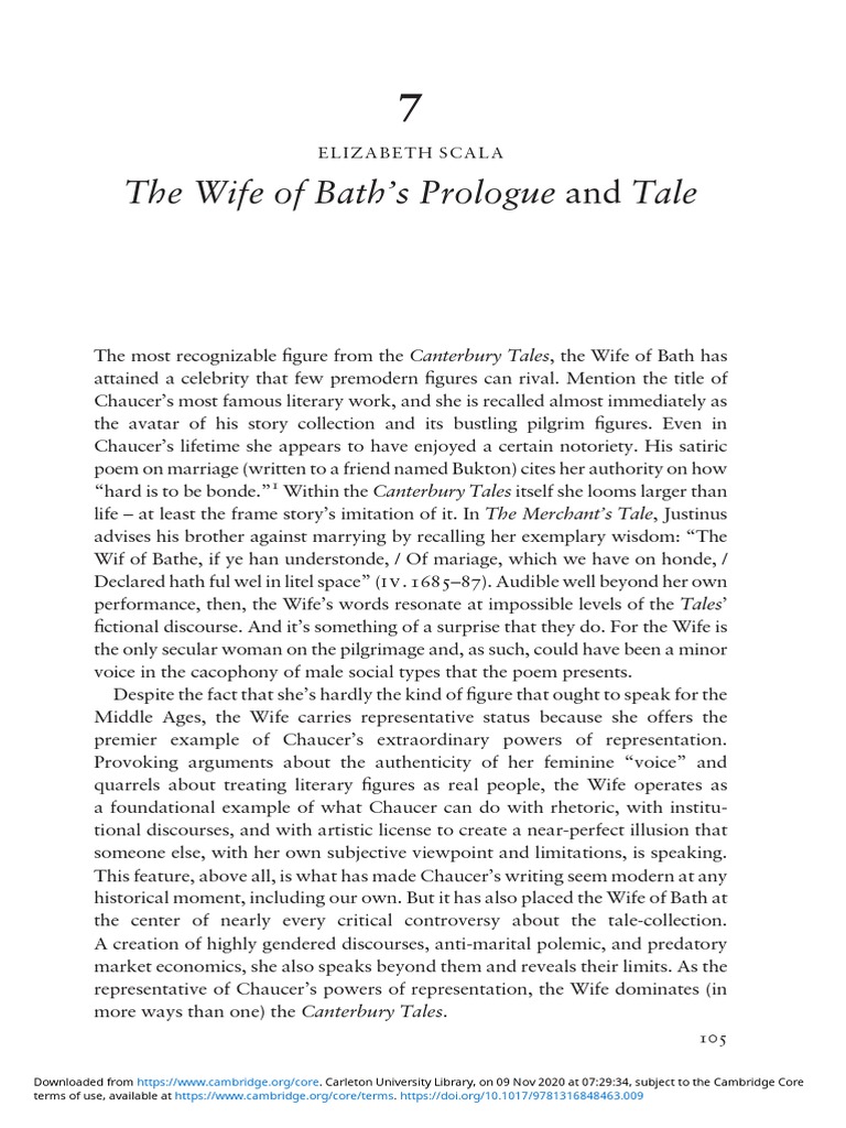 The Wife of Bath 'S Prologue and Tale: El Izabe TH S Cala | PDF | The ...