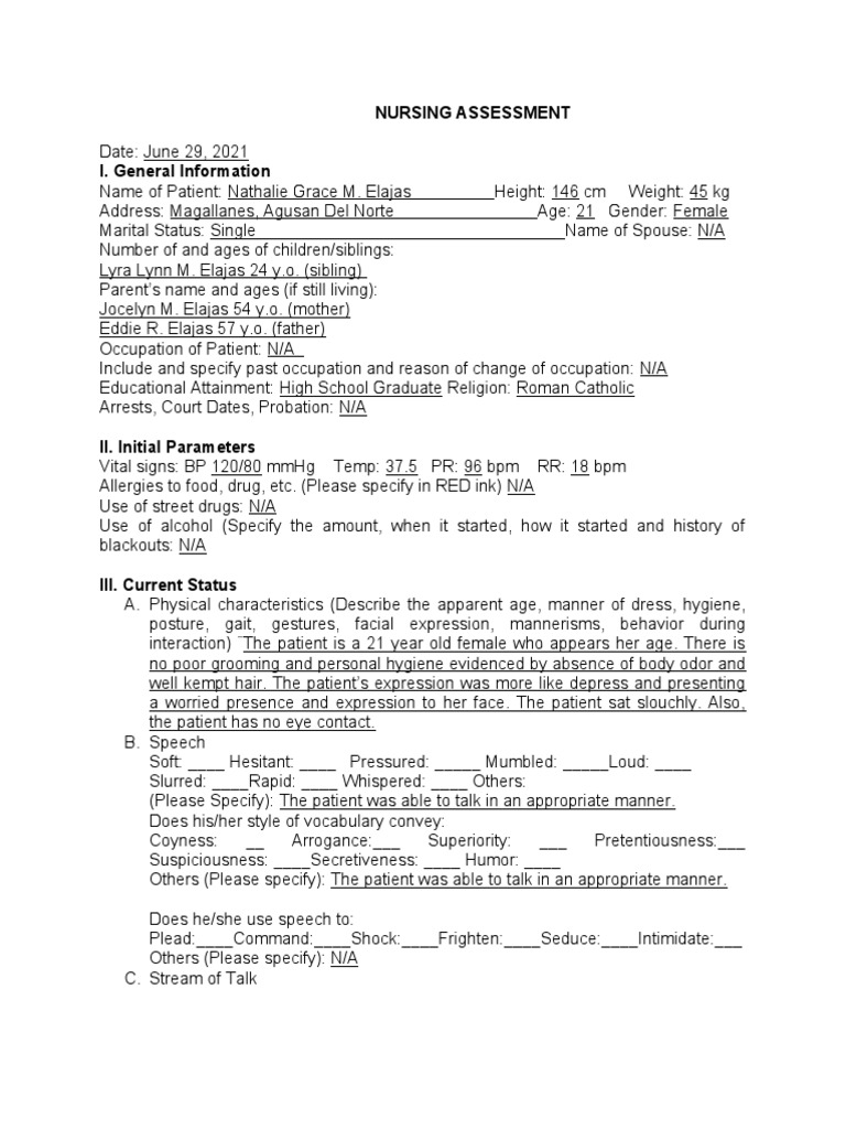 Nursing - Assessment - (Mse) (Josol) | PDF | Psychiatric Diagnosis ...