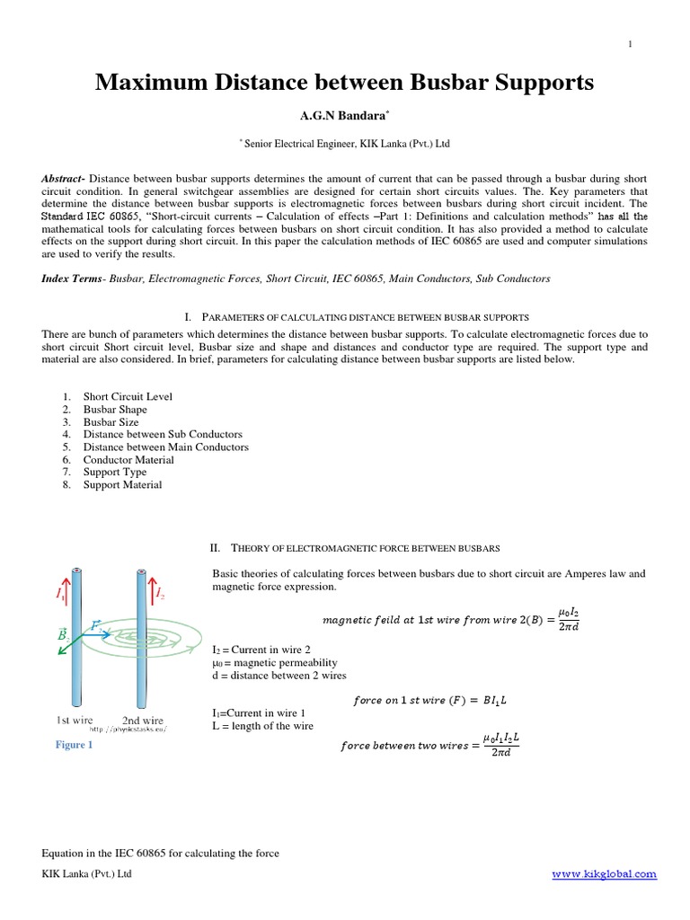Maximum Distance Between Busbar Supports: A.G.N Bandara | PDF | Stress ...
