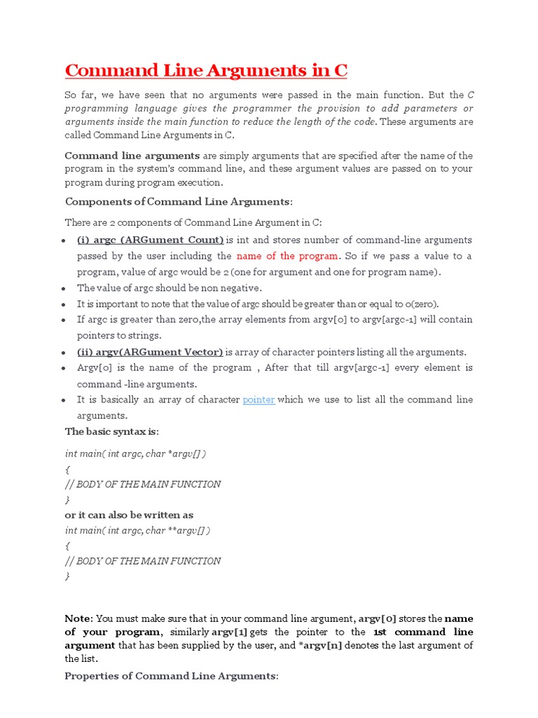 Command Line Arguments | PDF | Parameter (Computer Programming) | Pointer (Computer Programming)