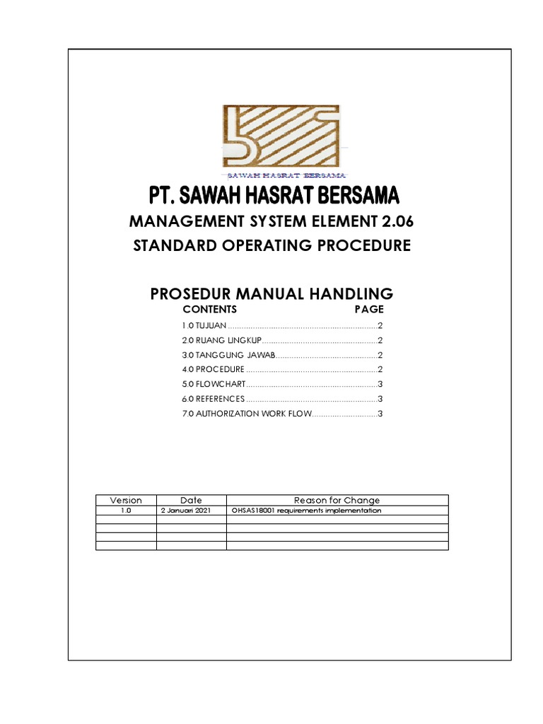 SOP 031 Manual Handling | PDF