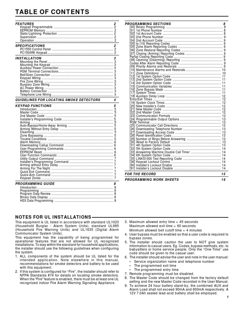 DSC 1550 Programming Guide | PDF | Resistor | Alternating Current