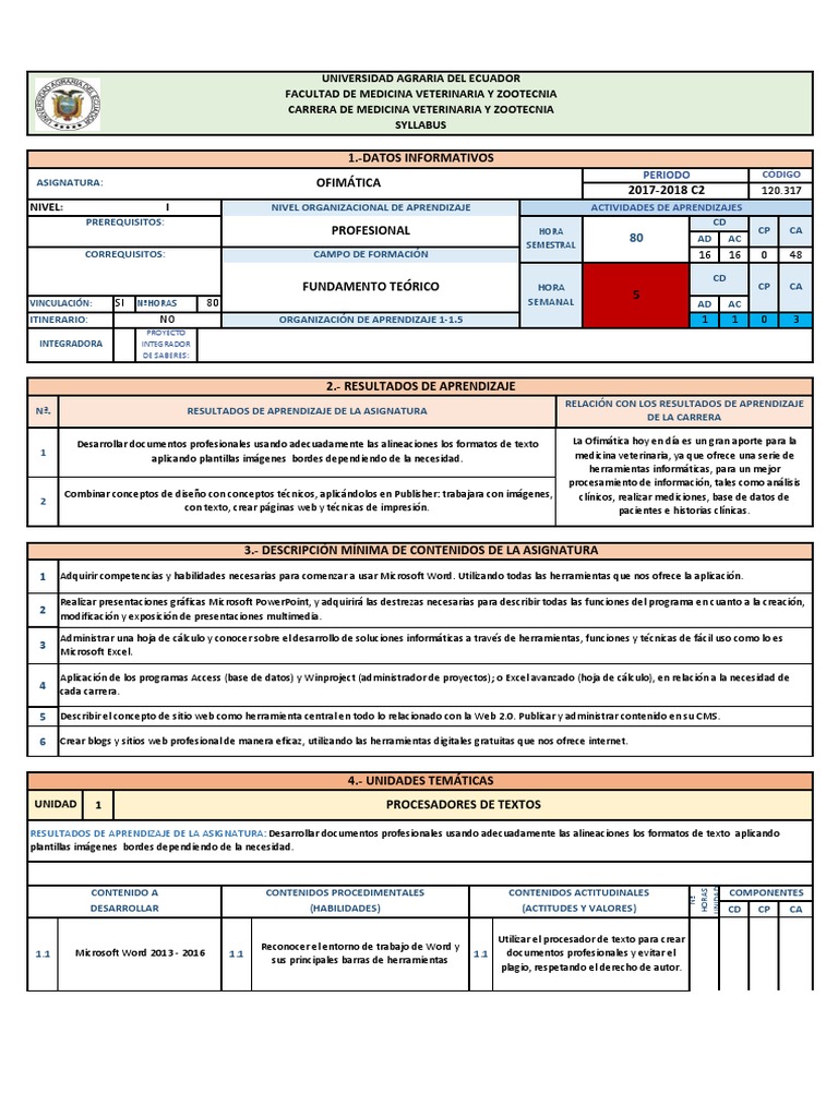 OFIMATICA - Syllabus | PDF | Microsoft Excel | Microsoft PowerPoint OFIMATICA - Syllabus | PDF | Microsoft Excel | Microsoft PowerPoint