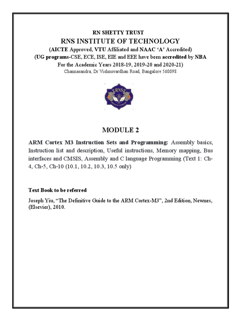 Arm&Es Module2 | PDF | Assembly Language | Arm Architecture