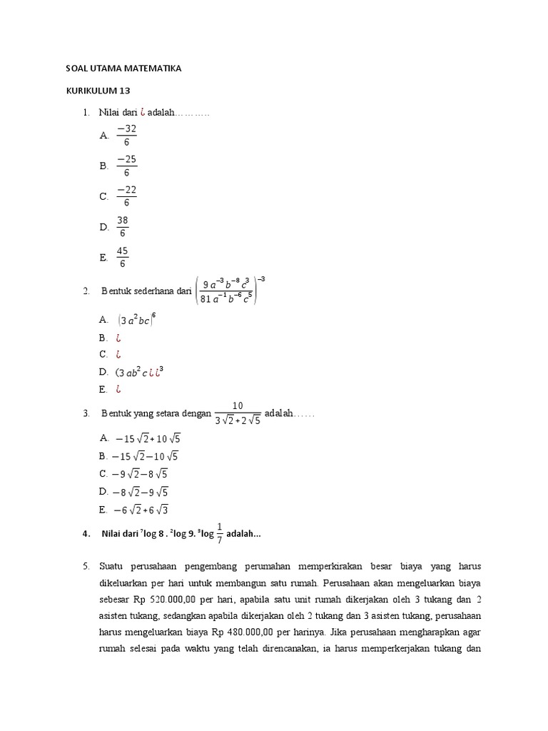 Soal USBN UTAMA MTK TEKNOLOGI 2019 | PDF | Metode & Bahan Ajar