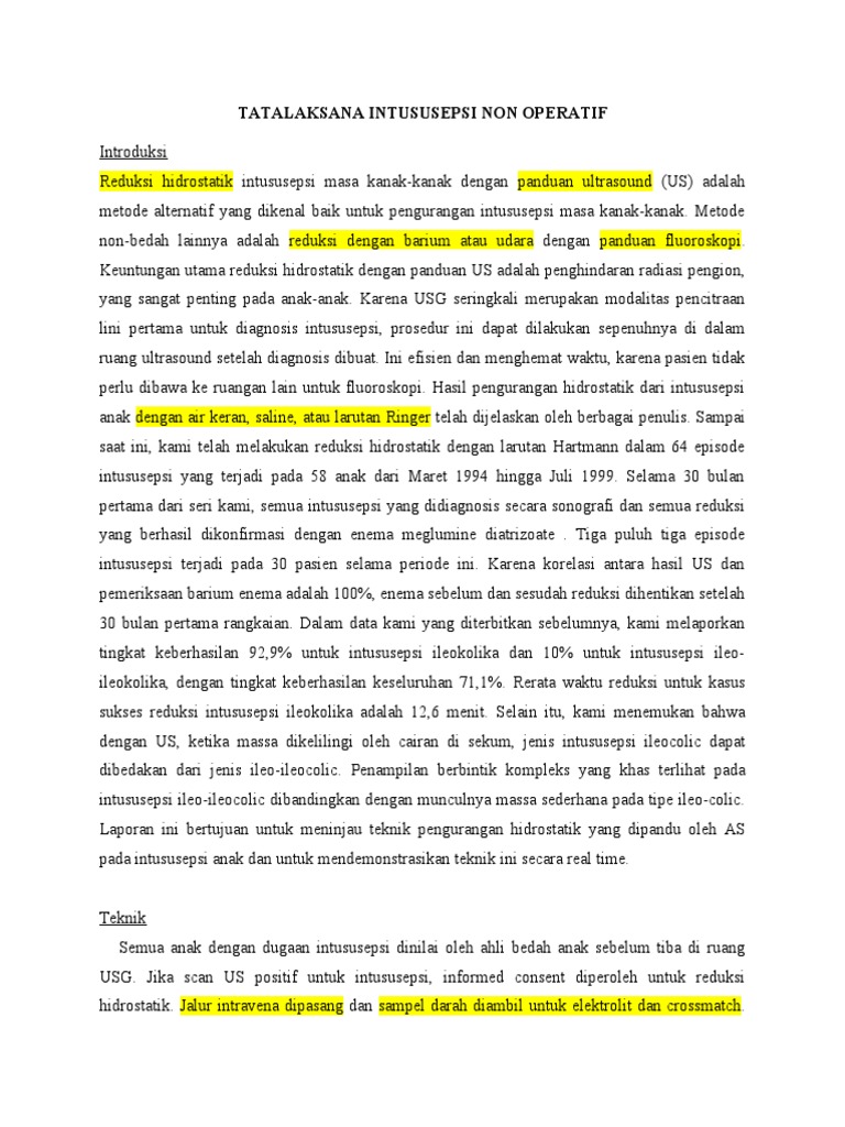Tatalaksana Intususepsi Non Operatif | PDF