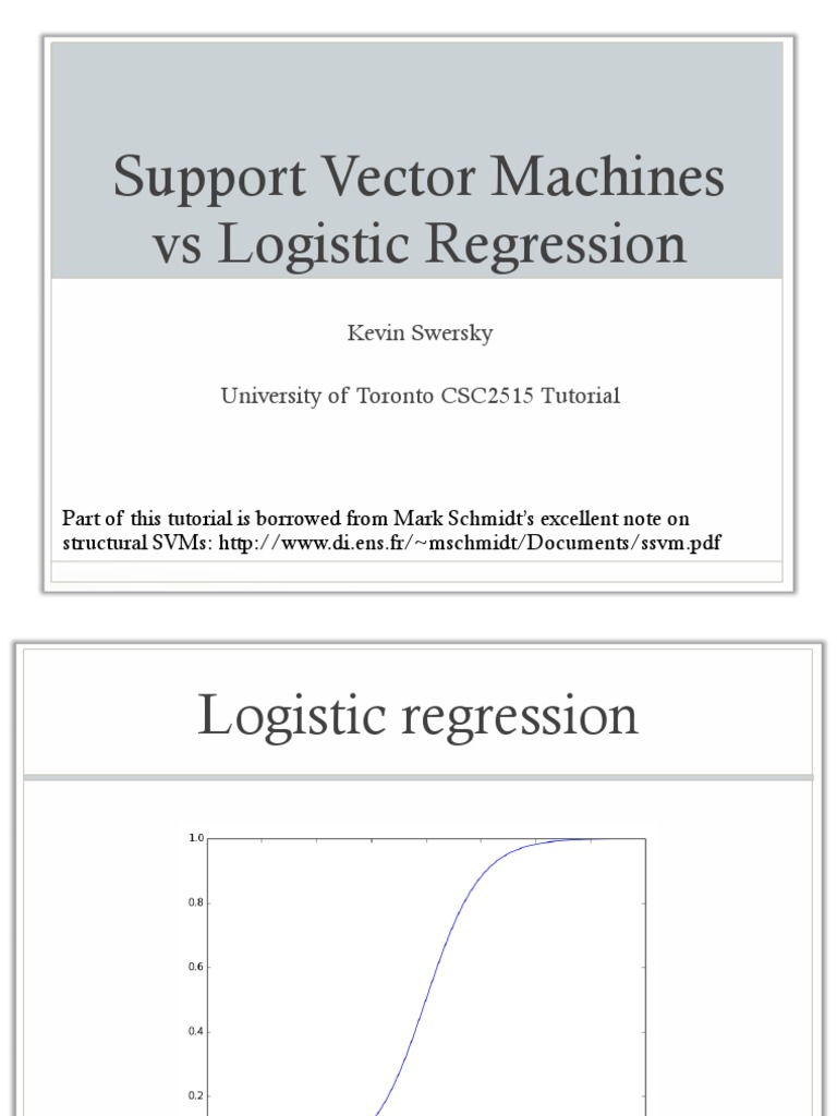Support Vector Machines Vs Logistic Regression: Kevin Swersky ...