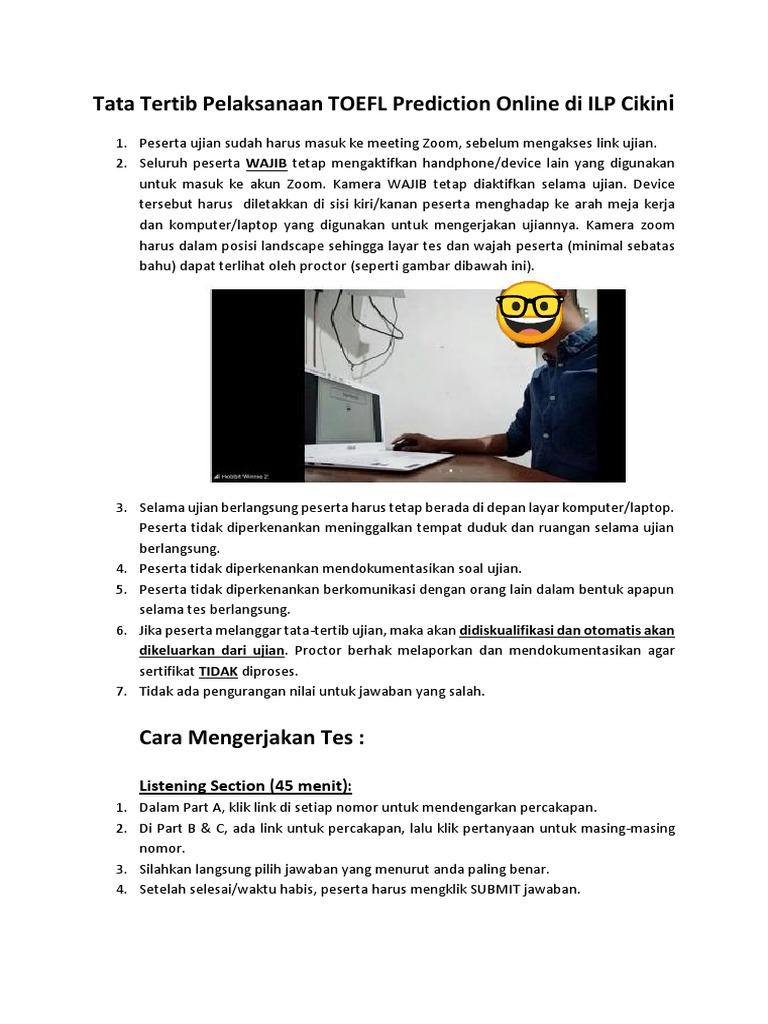 Tata Tertib Pelaksanaan TOEFL Prediction Online Di ILP Cikini | PDF