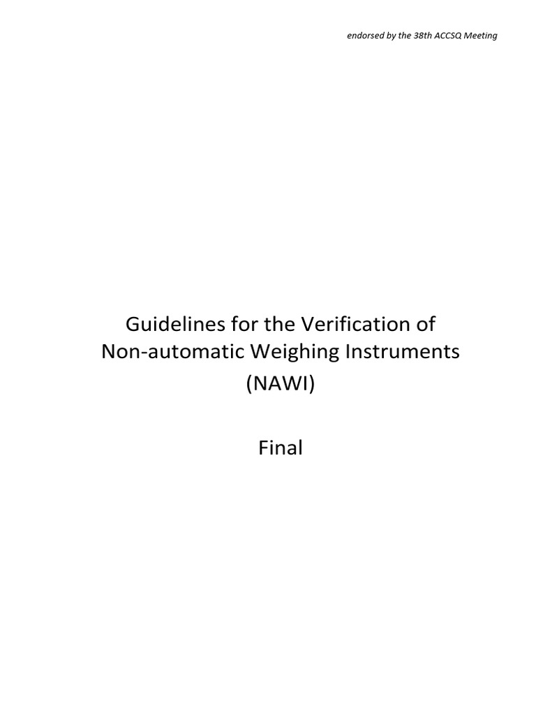 Guidelines For The Verification of Non-Automatic Weighing Instruments ...