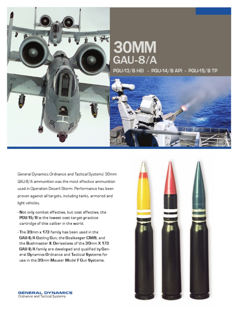 30mm GAU 8 A PGU 13 B HEI PGU 14 B API PGU 15 B TP | PDF | Ammunition ...