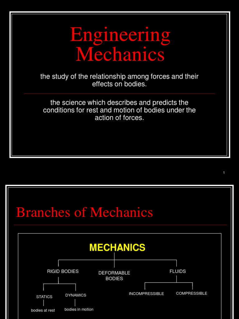 Engineering Mechanics: Statics Overview | PDF | Kinematics | Bending