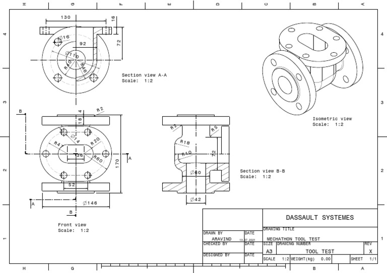 Tool Test 2D Drawing | PDF | Teaching Mathematics