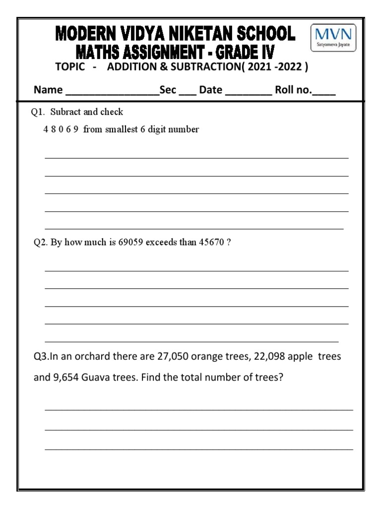 Addition and Subtraction Grade 4 (21-22) | PDF | Teaching Mathematics