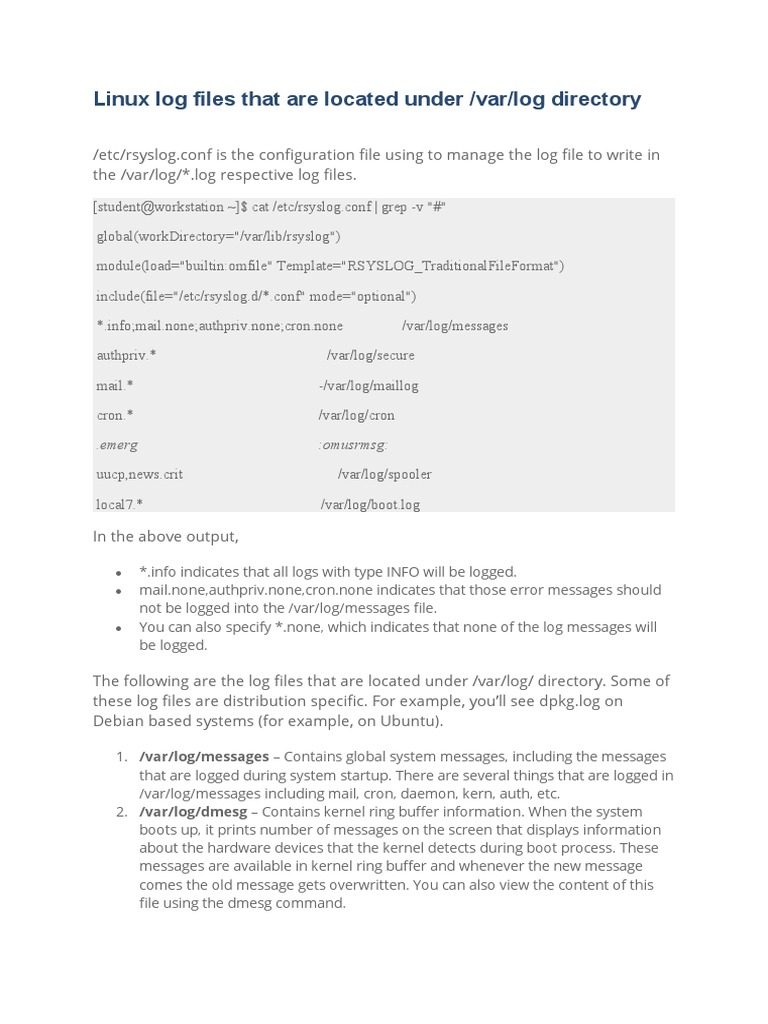 Linux Log Files That Are Located Under - Var-Log Directory | PDF ...