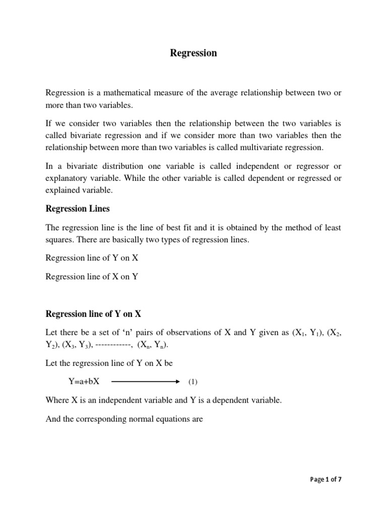Regression Lines | PDF | Dependent And Independent Variables ...