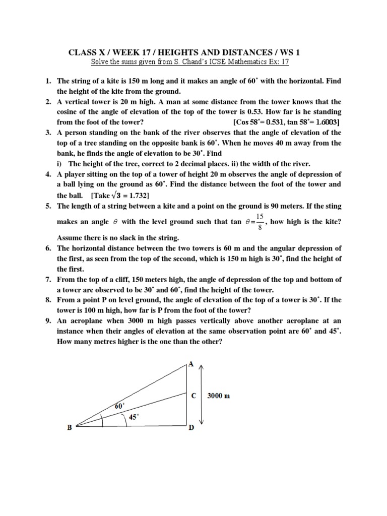 Trigonometry (HEIGHTS AND DISTANCES) | PDF | Trigonometry ...