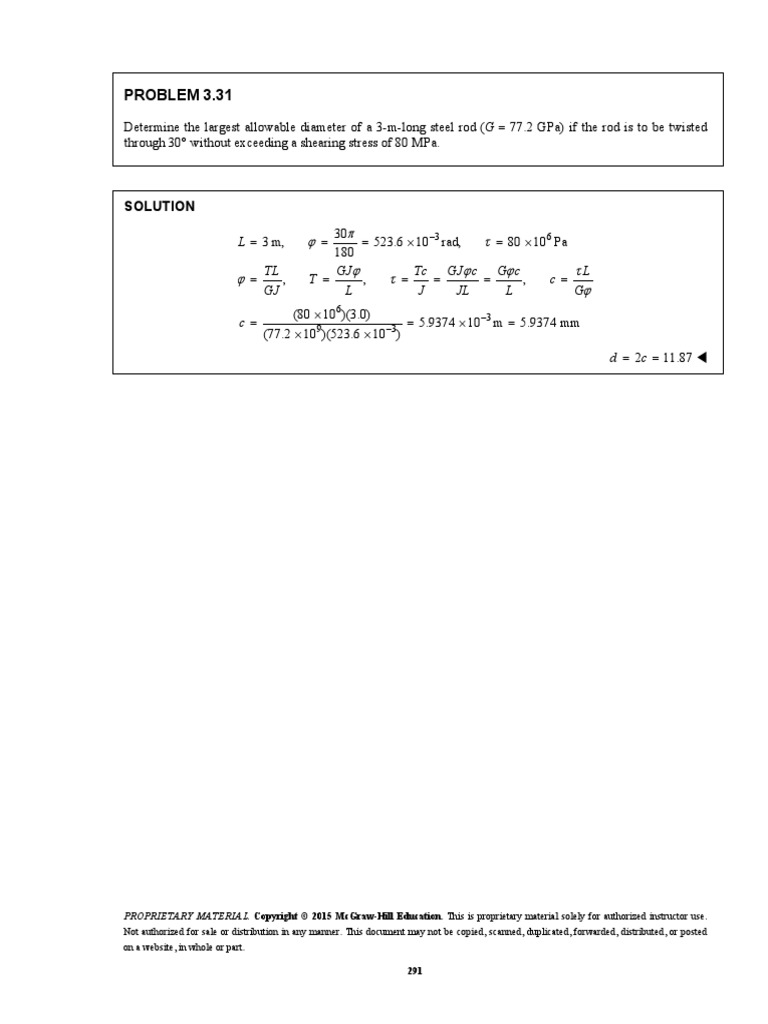 PROBLEM 3.31: Solution | PDF | Mechanical Engineering | Mechanics