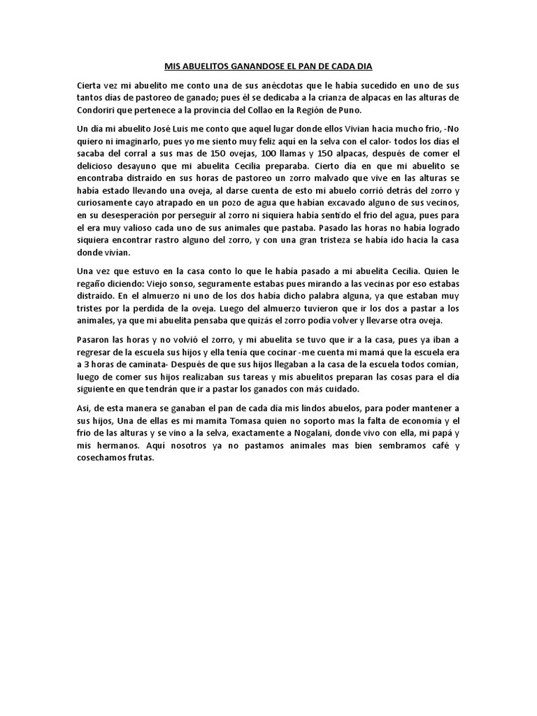 Historias de Vida de Mis Abuelos | PDF | Comida y bebida | Alimentos