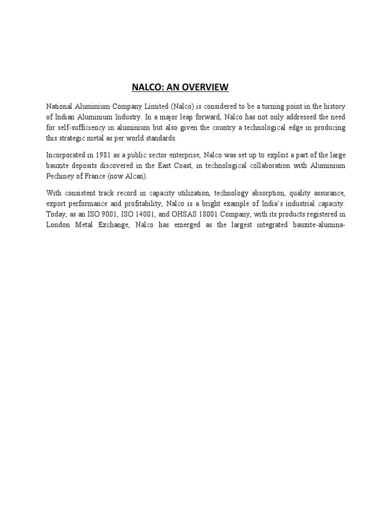 Nalco Project | PDF | Chemistry | Materials