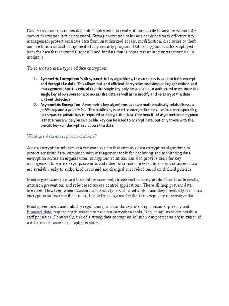 What Are Data Encryption Solutions? | Descargar gratis PDF | Encryption ...