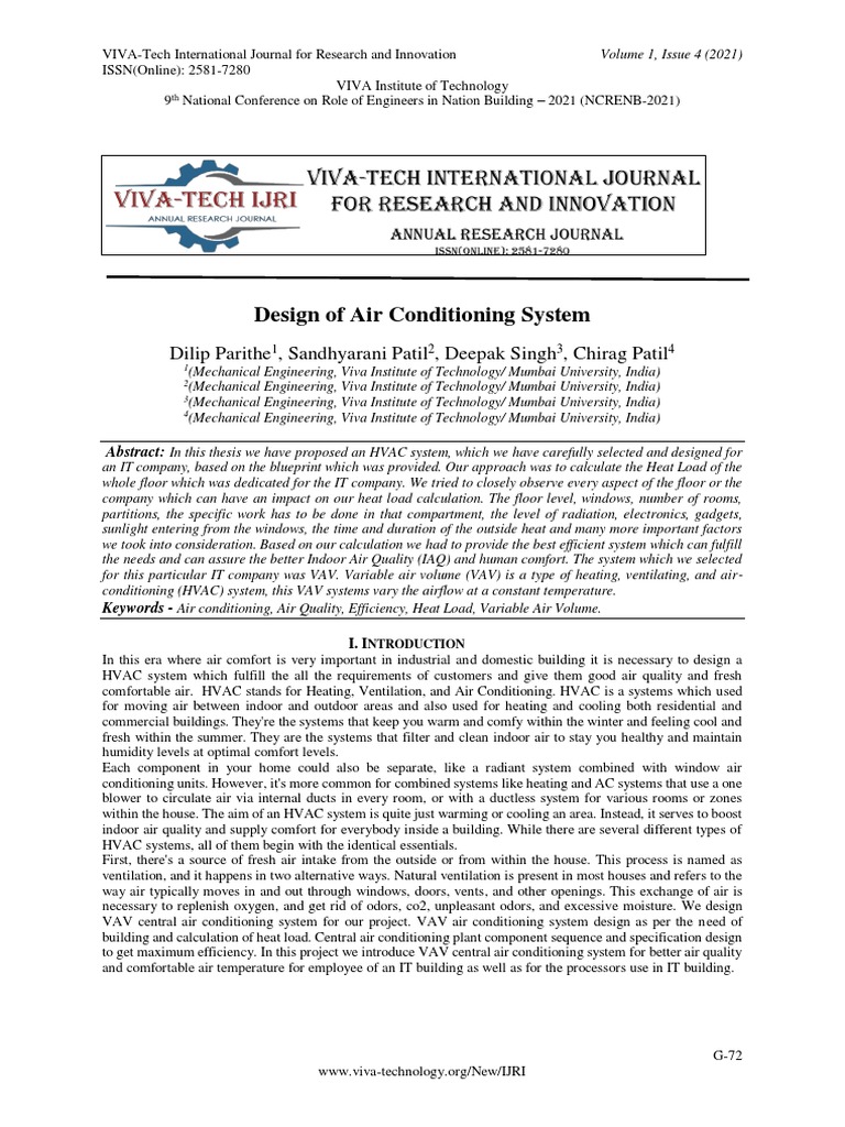 Design of Air Conditioning System | PDF | Duct (Flow) | Ventilation ...