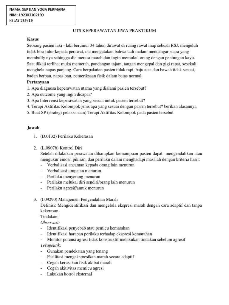 Uts Keperawatan Jiwa Praktikum | PDF