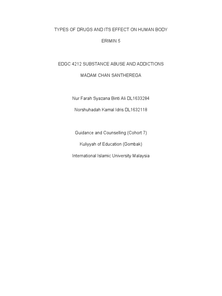 Types of Drugs and Its Effect On Human Body | PDF | Drugs Acting On The ...