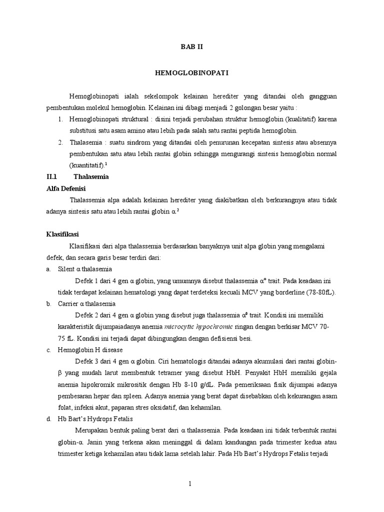 Bab Ii Hemoglobinopati | PDF