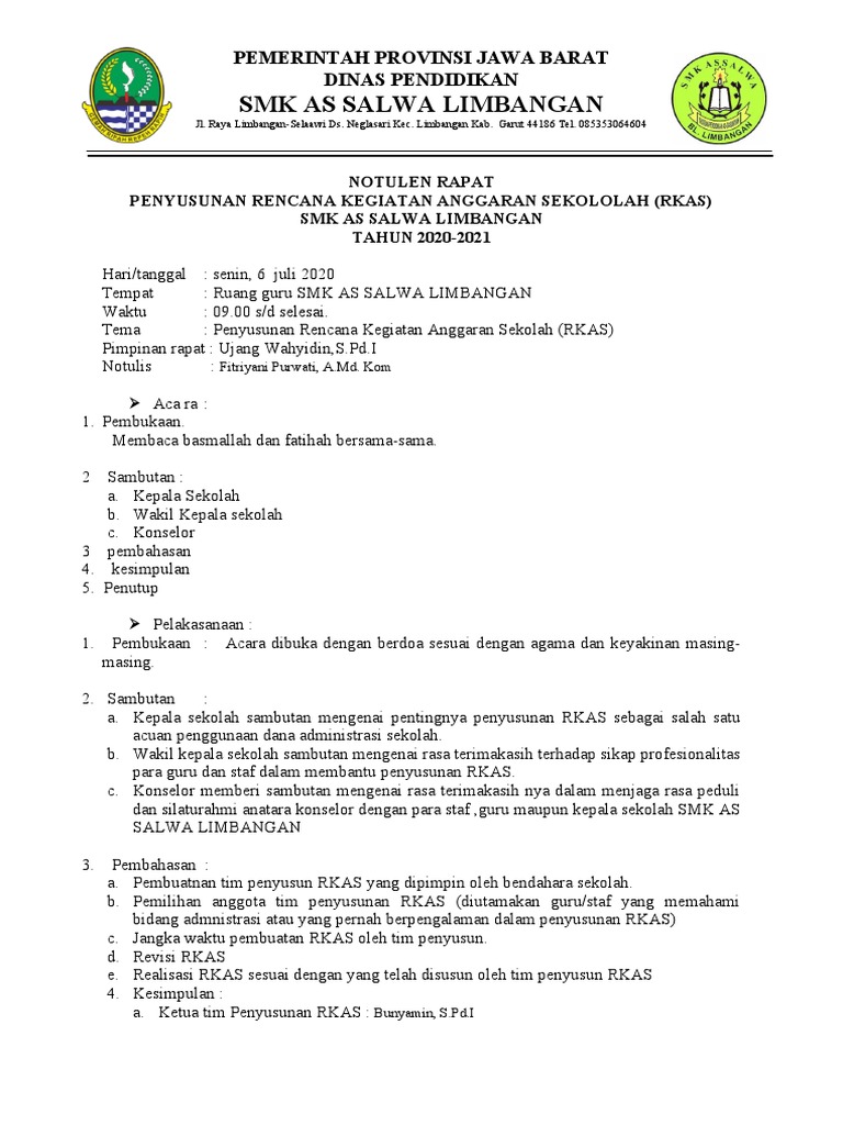 Berkas Rkas 2020 | PDF