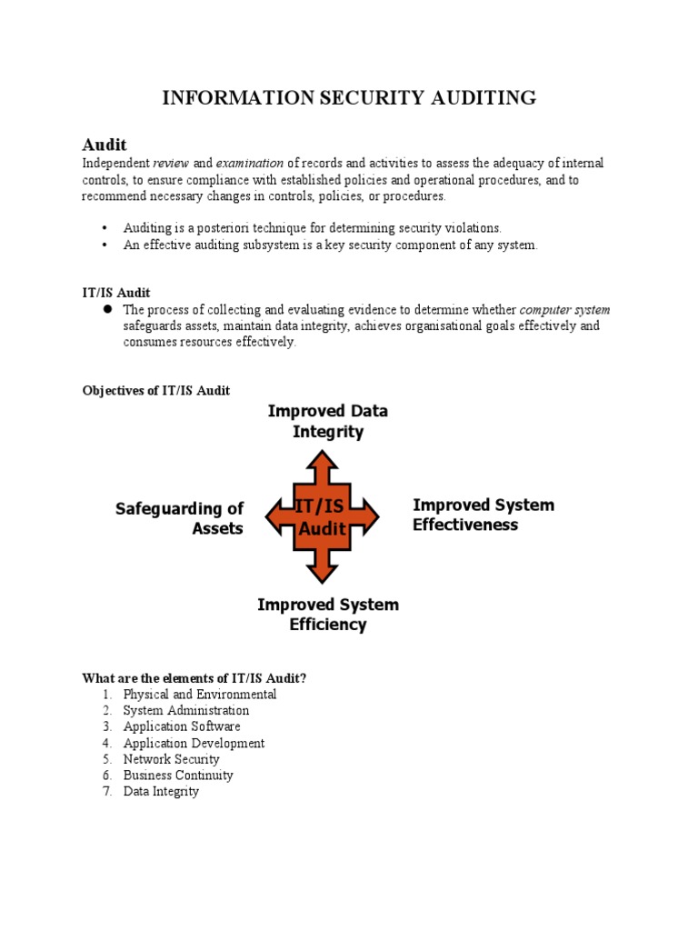 INFORMATION SECURITY AUDITING Week 1-5 | PDF | Internal Control | Audit