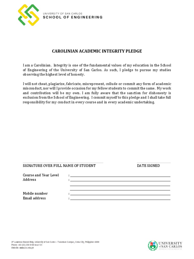 Carolinian-Academic-Integrity-Pledge SOE | PDF