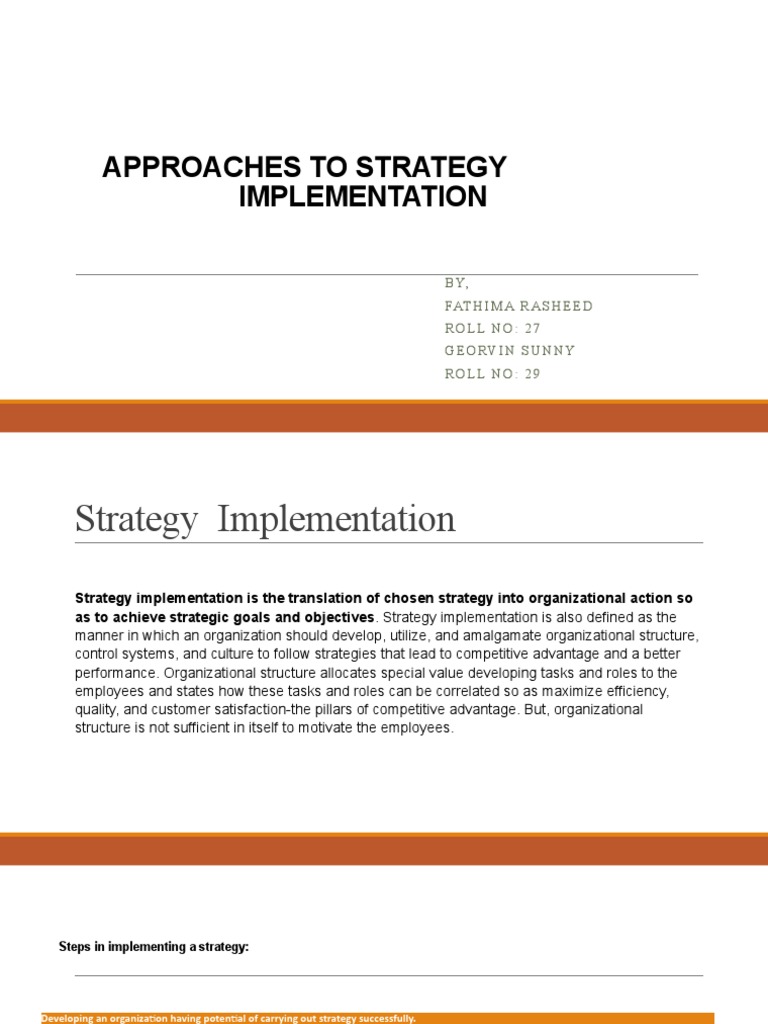 Approaches To Strategy Implementation | PDF
