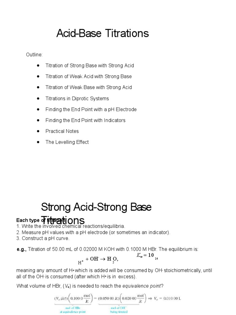 Acid-Base Titrations | PDF | Titration | Chemistry