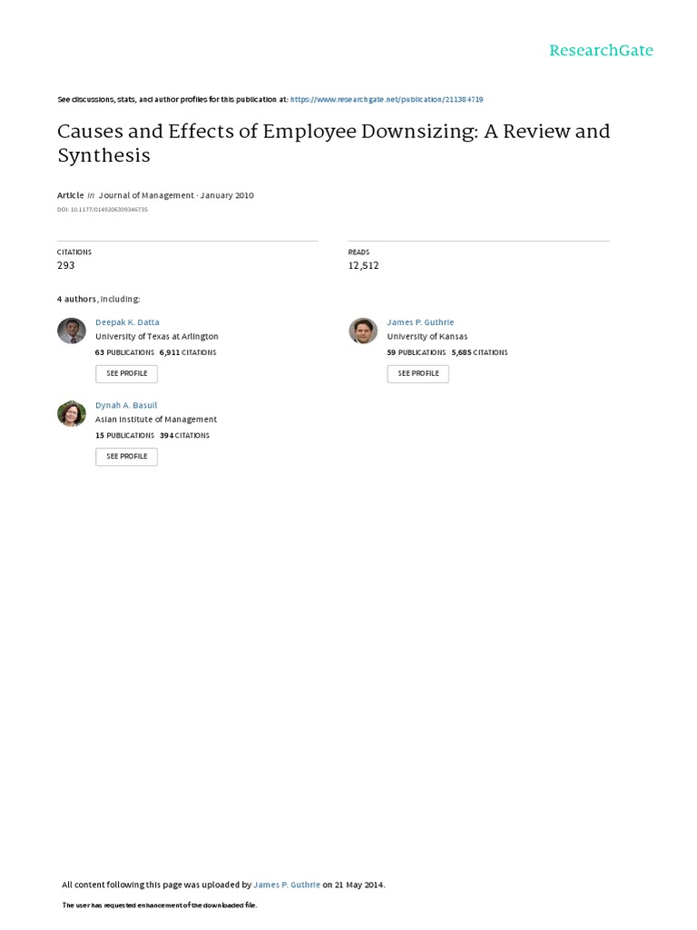 Causes and Effects of Employee Downsizing A Review | PDF | Layoff ...