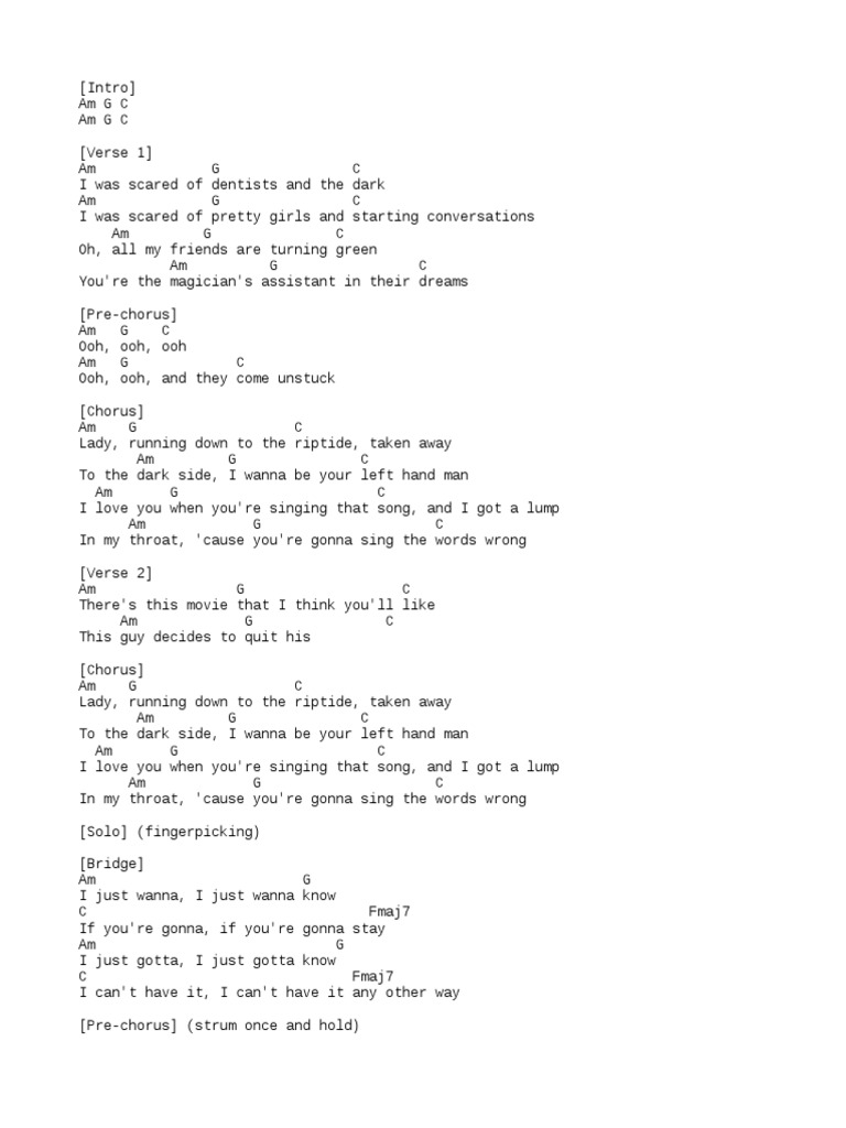 Riptide | PDF | Song Structure | Songs