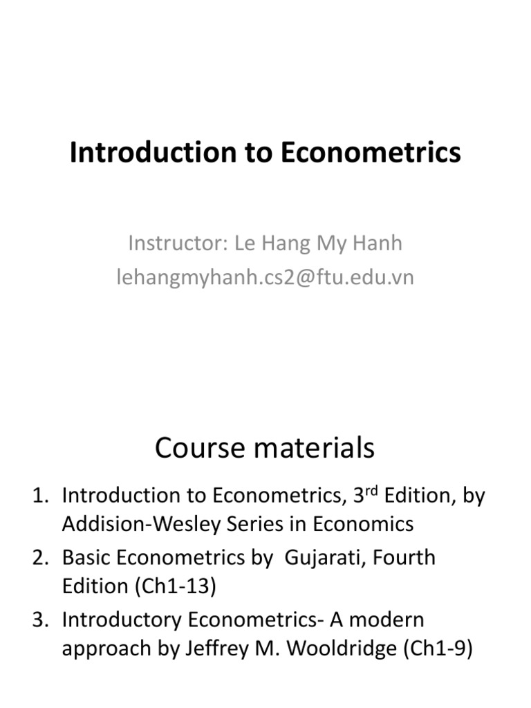 INTRO TO ECONOMETRICS | PDF | Econometrics | Level Of Measurement
