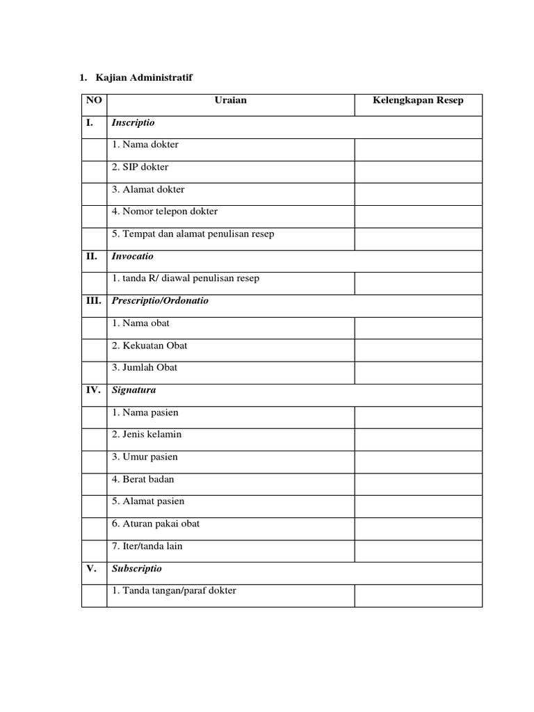 Format Skrining Resep | PDF