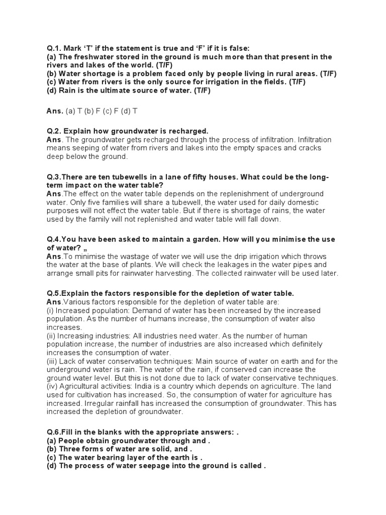 Class 7 Science CH-16 Ncert Solutions | PDF | Groundwater | Water