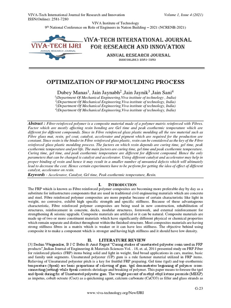 Optimization of FRP Moulding Process | PDF | Fibre Reinforced Plastic ...