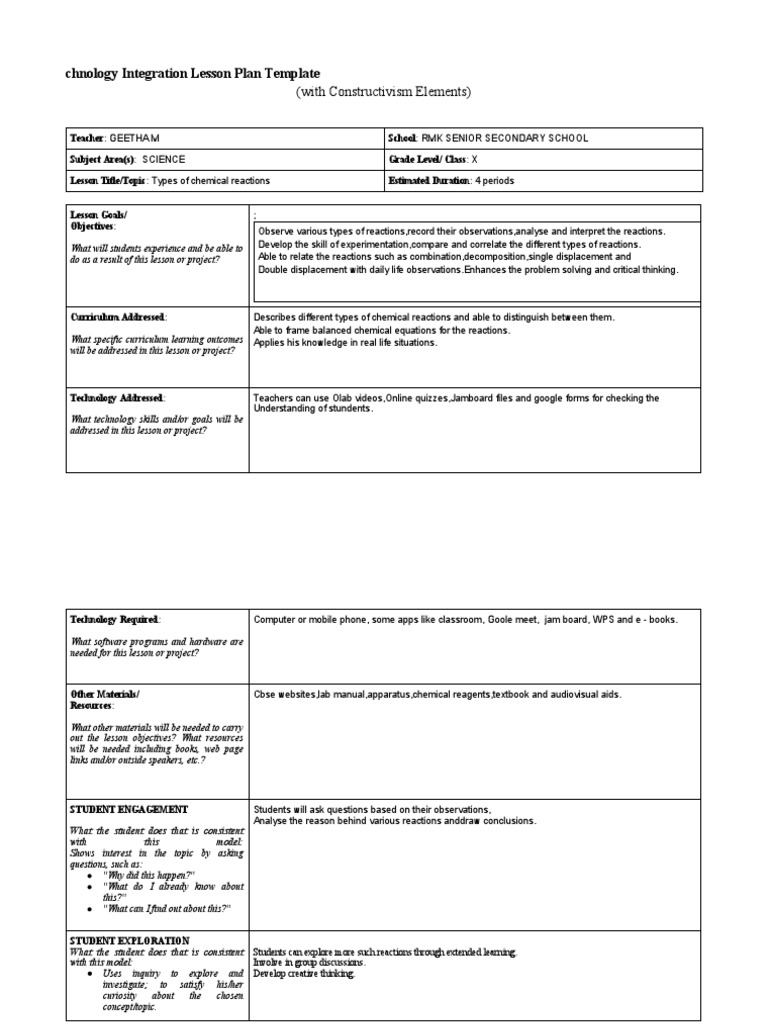 Technology Integration Lesson Plan Template - 5es | PDF | Lesson Plan | Evaluation