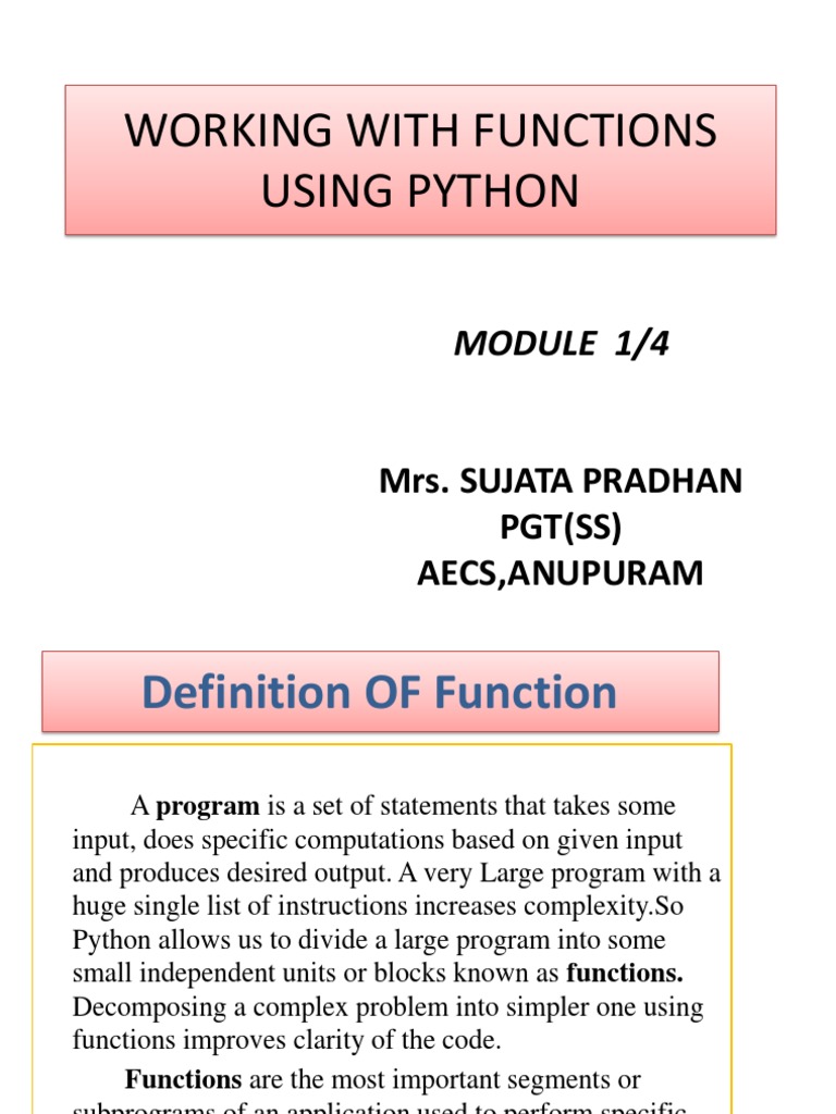 Working With Functions Using Python Module 1 4 Descargar Gratis Pdf Anonymous Function