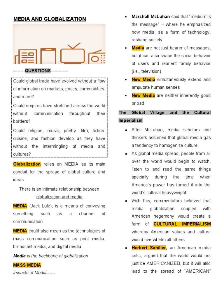 Lesson 6&7 - Reviewer | PDF | Mass Media | Globalization