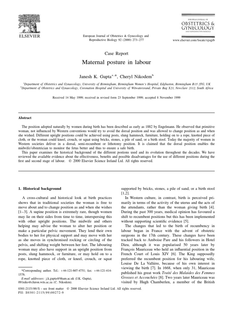 Maternal Posture in Labour | PDF | Obstetrics | Childbirth