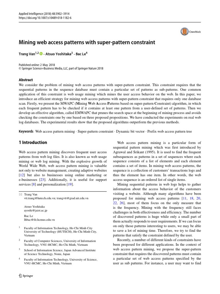 Mining Web Access Patterns With Super Pattern Constraint Pdf World Wide Web Internet And Web 